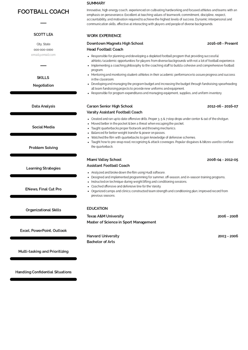 Head Coach Resume Samples And Templates Visualcv