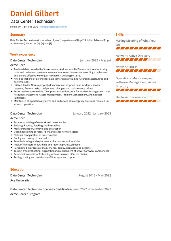 3+ Data Center Technician Resume Examples and Templates 3+ Data Center Technician Resume Examples and Templates